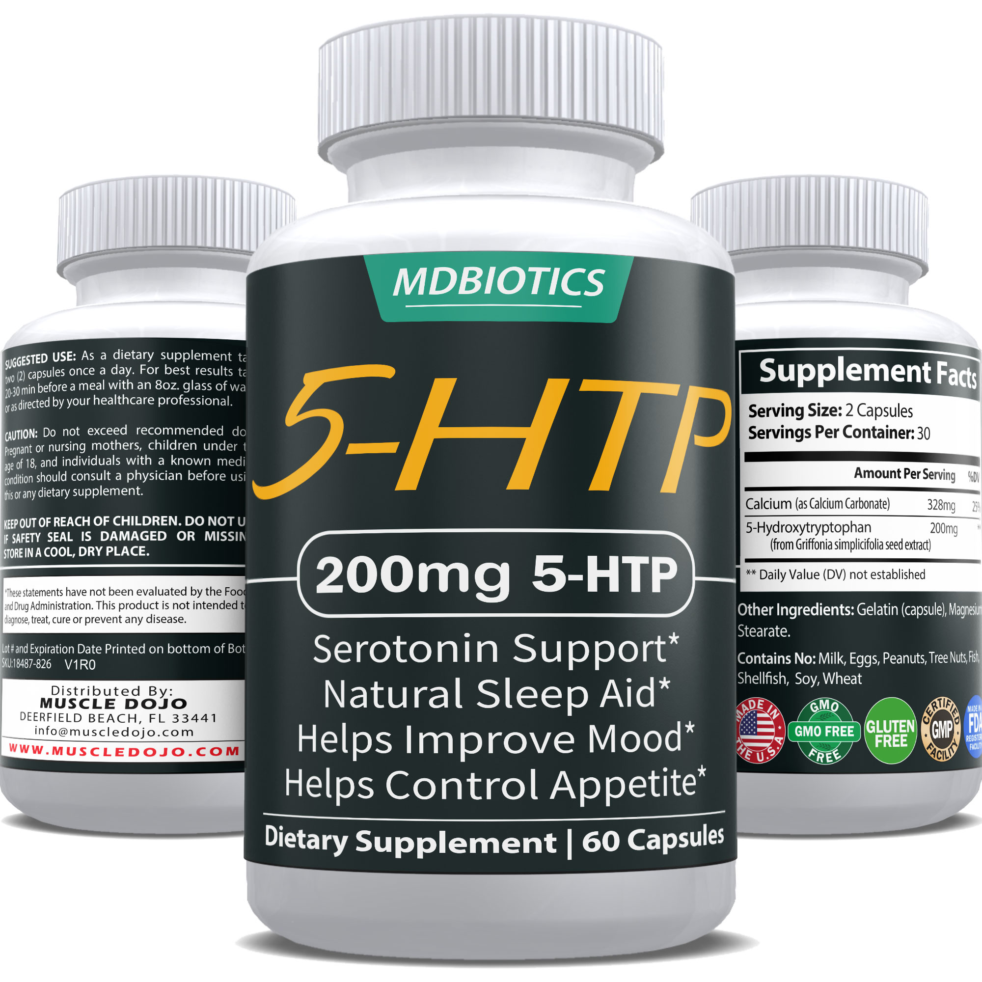 5-HTP 200 mg – Serotonin, Mood, Sleep & Appetite Support* – Gluten Free ...